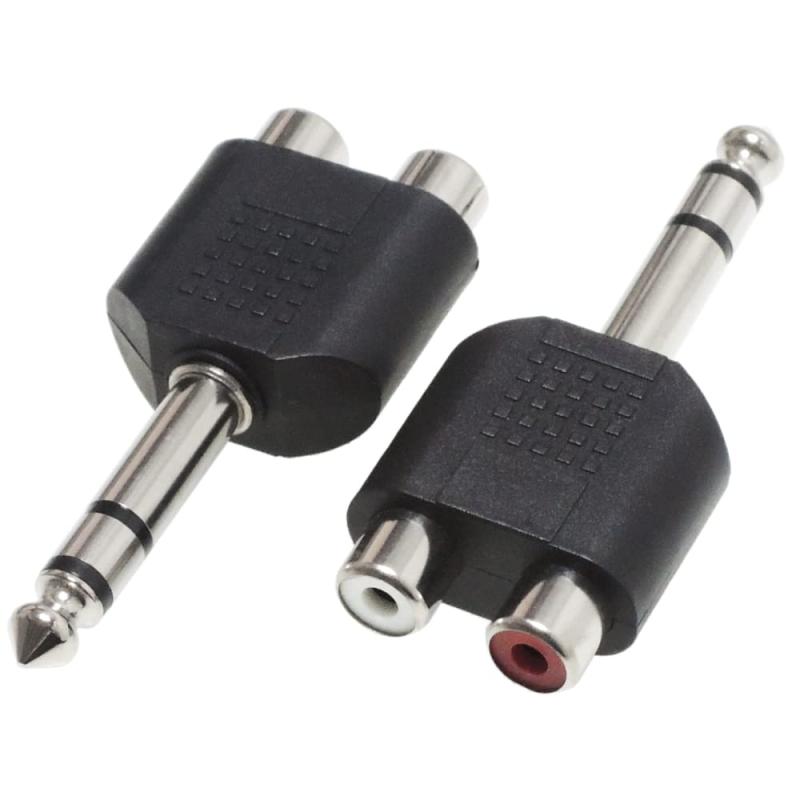 KAUMO RCA メス (赤白) ⇔ 6.35mmステレオフォンプラグ (オス) 変換プラグ (1個)RCAピンプラグ（赤白）を、6.35mmステレオフォンプラグに変換します。