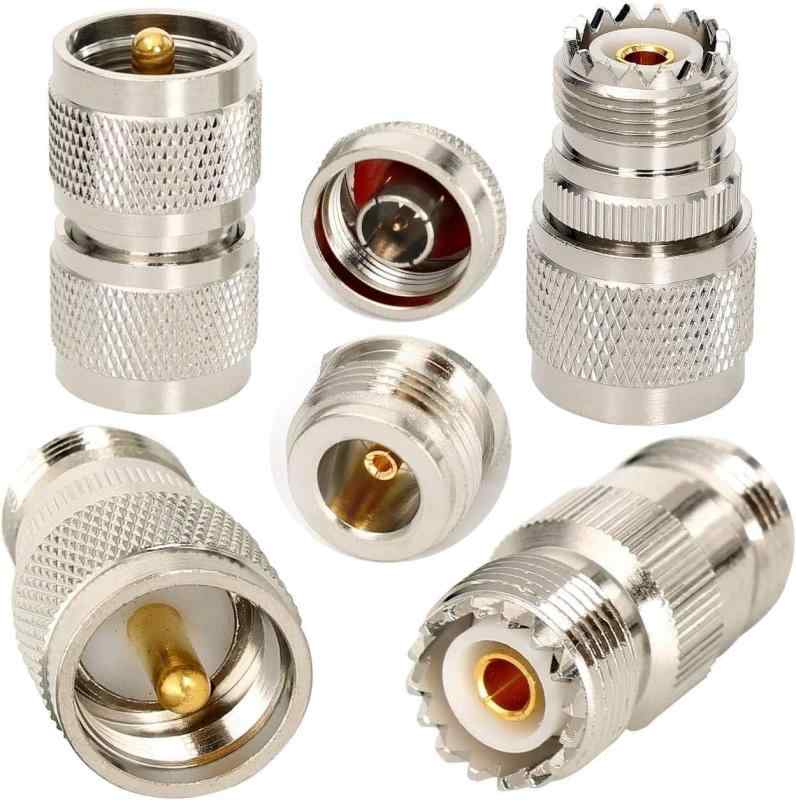 N型⇔M型アダプターキット Nオス・メス⇔M型オス・メス 変換コネクタ NJ-MJ/NP-MP/NJ-MP/NP-MJ UHF PL-259 SO-239 M/F 黄銅金メッキ 低損失 同軸ケーブル・無線機・アンテナなど 変換・接続・延長用...