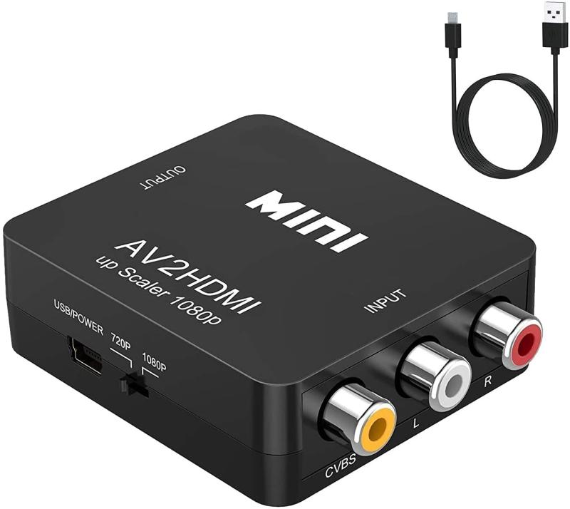 RCA to HDMI 変換コンバーター AV to HDMI 変換器 USBケーブル付きhdmiをサポートする旧式テレビネットワークセットトップボックス Xbox PS4 カーナビなど対応USB供電ケーブル付き：テレビやパソコンやDVDな...