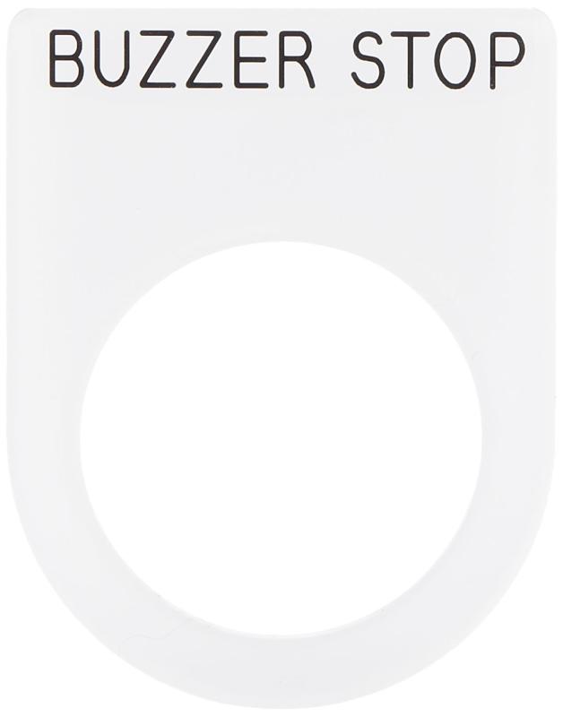 IM 押ボタン/セレクトスイッチ(メガネ銘板) BUZZER STOP 黒 φ2 P2539●横(mm):35●厚み(mm):2●縦(mm):45●表示内容:BUZZER STOP●文字色:黒●穴径(mm):25.5●穴径:φ25.5●質量...