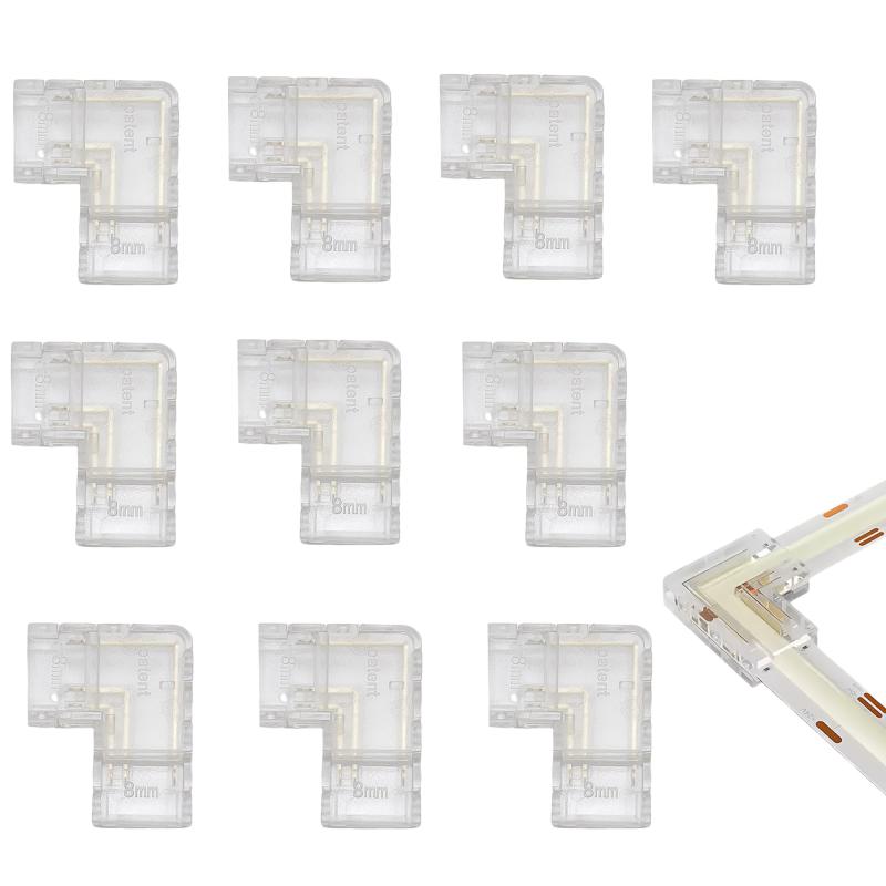 クリアヒル（Clearhill） 8mm 3ピン 透明 はんだ不要 LED ライトストリップコネクター、5V/12V/24V LED ストリップ用、はんだ付け不要、安全な接続高品質素材: Clearhill 3ピン LED ライトストリップ...