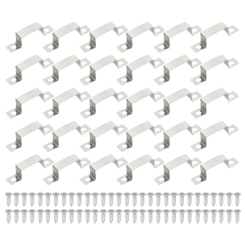 PATIKIL LEDストリップクリップ 40個 ステンレススチール取り付けブ ラケット固定クリップクランプサポートホルダー 20mmx10mm LEDストリップ照明ケーブル用 ネジ付きカラー：シルバー；素材：ステンレススチール；全体サイズ...