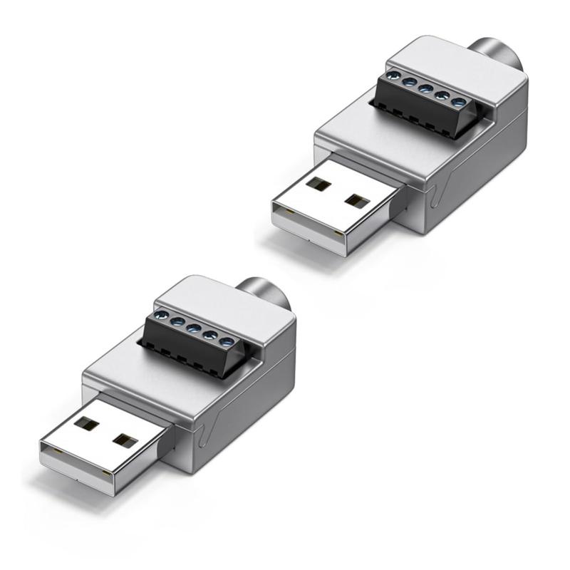 PENGLIN USB 2.0タイプAオス/メス-5ピンネジ留め式端子台 USBオス/メスコネクター typeAコネクタ はんだ付け不要 コンバーターアダプター 5V 2A