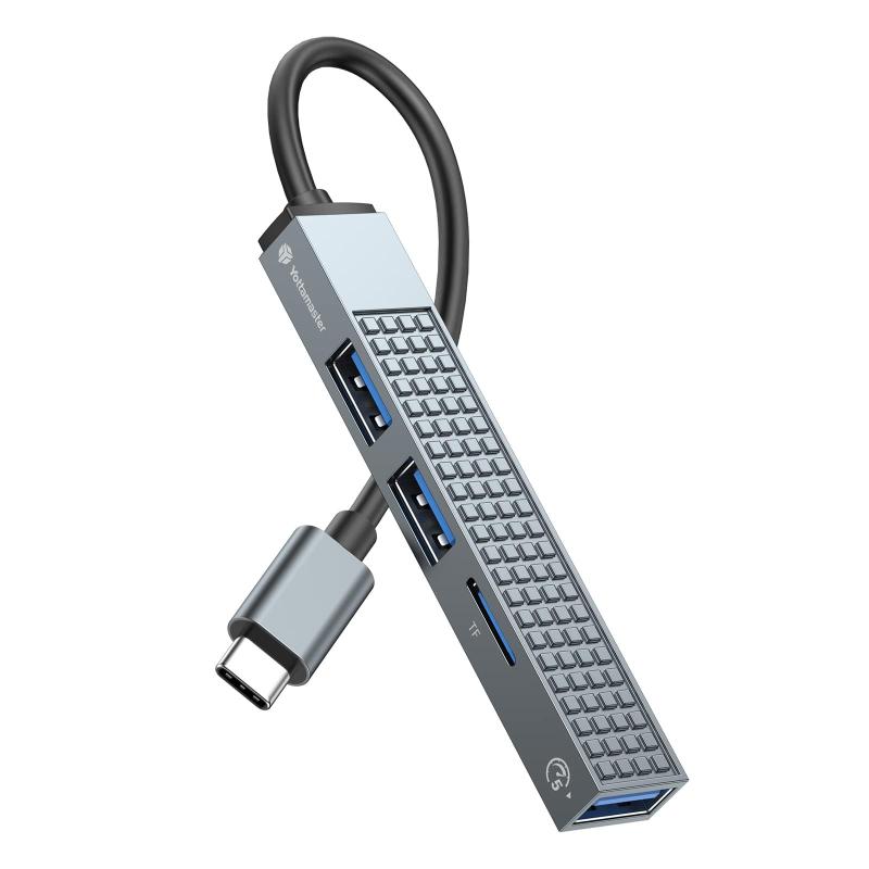 USB ハブ Yottamaster 4 ポート USB 3.0*1 ハブ 2.0*2 ハブ スプリッター 1*TF カード リーダー ラップトップ、iMac Pro、MacBook、Mac、PC、U ディスク用 マルチポート ミニ USB...