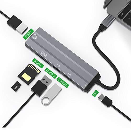 RUBU USB type-C ハブ USB-Cドッキングステーション USB-C ハブ 6 in 1 USB type-C カードリーダー PD 60W 快速充電 対応 4K 1Gbps高速データ転送 1080P HDMI入力 USB3....