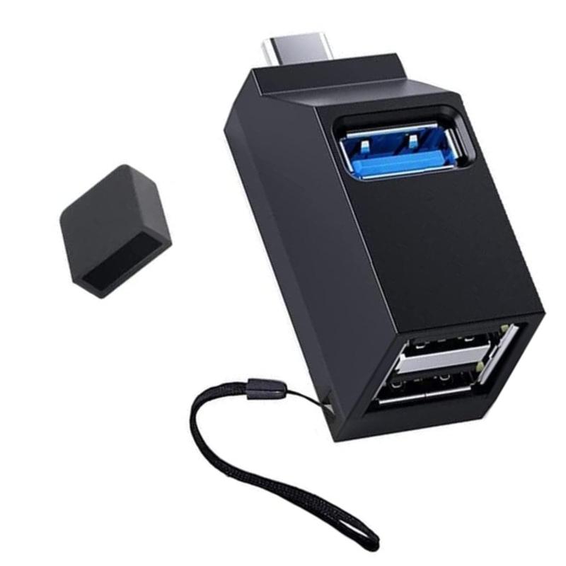 Type-Cハブ 3ポート USB3.0＋USB2.0コンボハブ 拡張超小型 軽量 高速 携帯便利 コンパクト 1個入り (ブラック)1.フリーポートの拡張、接続がより便利である、パソコン、Type-Cインタフェース付きノートパソコン、iP...