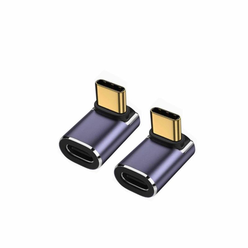 Type-C変換アダプタ 上向きL字型 2個セット USB4.0 40Gbps PD100W 8K@120Hz アルミ合金 上向き接続 デスク整理 放熱性 C公-C母【上向きL字設計】Type-Cオス（差込側）が横向きで上向きに設計。デスク...