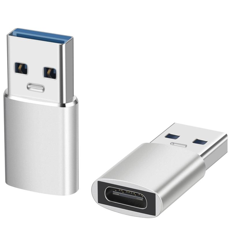 FamGift USB Type-C 変換アダプタ USB 2.0/PD Type C メス to USB オス 変換アダプタ 急速充電 高速データ転送 小型軽量 高耐久性 Type-Cインタフェースヘッドセット対応 （シルバー2個）プレミ...