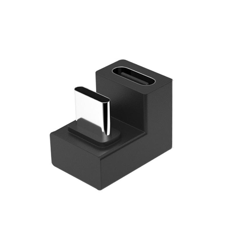 USB C 180度アダプター U字型 3.1 USB Cアダプター 30gbps USB Type Cオス-メスコネクターアダプター 100W高速充電対応 ブラック(1個入り)【グッドデザイン】180コーナー、機械背引き設計。隠し試験機の...