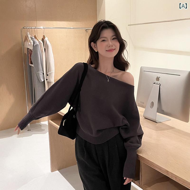 粤嬌 爾 ~ 心機純 欲 風 一 字 肩 露 肩 ニット 女性 秋の 高級 感 怠惰な セーターの 中に商品番号: 8285 ワンショルダーブランド: ユエ・ジャエル生地名: ビスコースファイバー主な生地構成: ビスコースファイバーパターン...