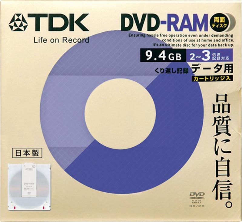 TDK データ用DVD-RAM 日本製 2-3倍速 9.4GB（両面記録） カートリッジタイプ 単品 DRAM94Y4B1S規格:RAM / 容量(GB):9種類:PC用 / 記録面:両面1層 / 3倍速入数:1盤面印刷:不可著作権保護:非対応