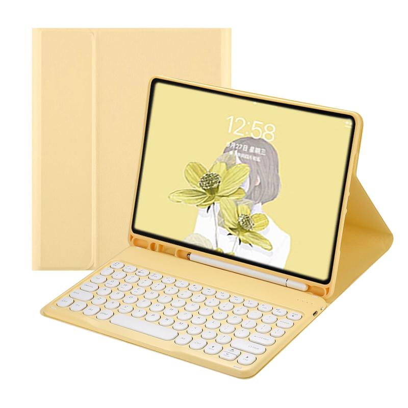 iPad bluetoothキーボードケース 可愛い丸いキー 手帳型 カラーキーボードケース 分離式 apple pencil収納 スタンド機能 薄型 全面保護 お洒落【丸型キー＆カラーキーボード】丸いキーキャップがおしゃれ可愛いです、美し...
