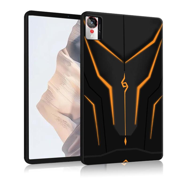 For ZTE nubia Pad Pro ケース カバー YANMONGI 背面ケース スリム 傷つけ防止 保護バンパー 超軽量 上質TPU シンプル 衝撃吸収 着脱簡単 薄 カバー（黒オレンジ）【対応機種】ZTE nubia Pad P...