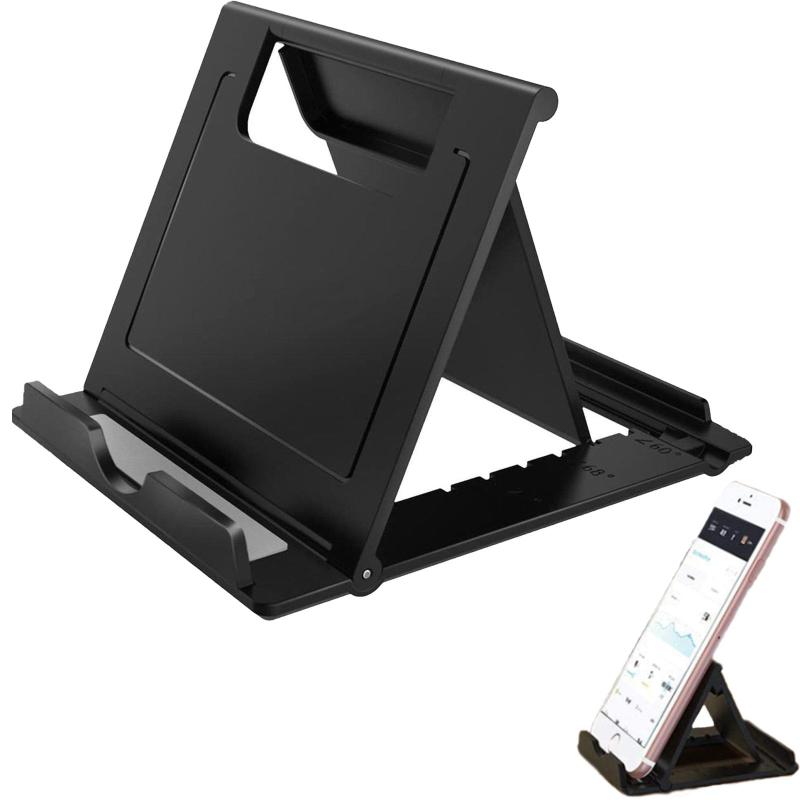 HUIKKJP 折りたたみ式スマホ/タブレットスタンド（黒）：7~15.6 インチ対応 8 段階角度調整 軽量携帯可能広範な配置設備：4-15.6インチの携帯電話、タブレット、電子リーダー、携帯型ディスプレイなどに適して、特に大画面携帯電話...