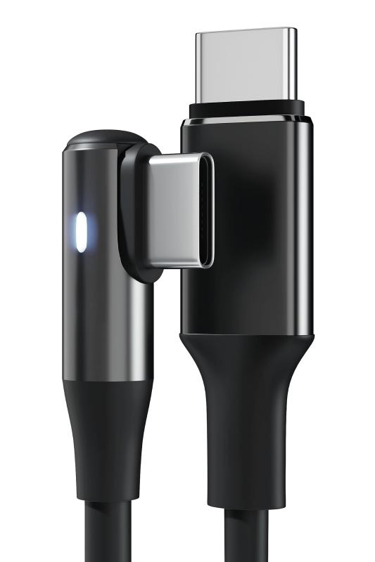 Ezo L字型USB Type-C ケーブル 90cm LEDライト付き 5A/20V/100W PD急速充電 大電流 保護チップ内蔵 高速データ転送 TPEカバー Xperia Galaxy Android Macbook対応❶【100W...