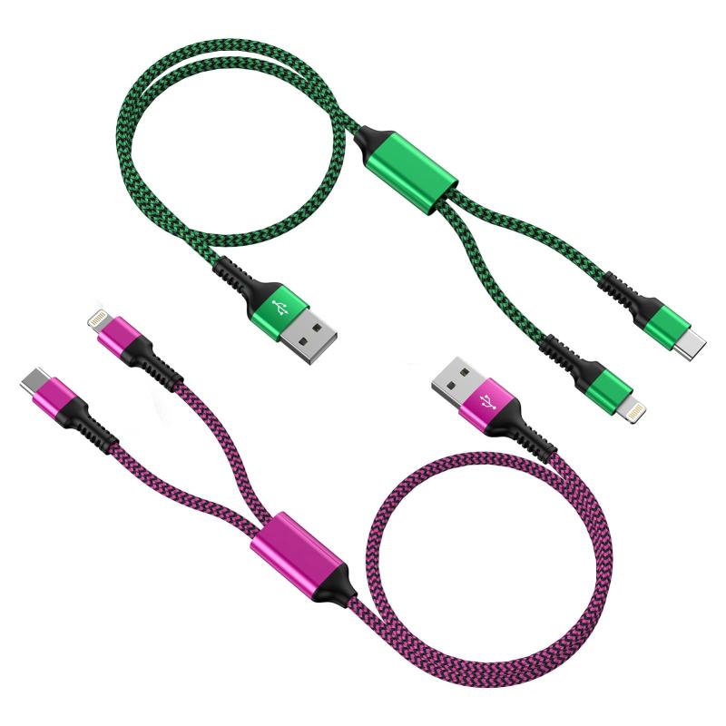 2イン1 アイフォン 充電ケーブル 2本組