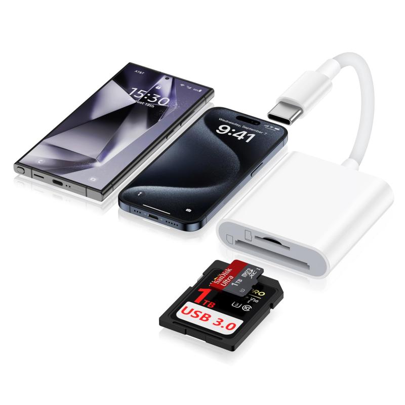 Viviber タイプC SDカードリーダー 2 in 1外付メモリカードリーダー 設定不要 SD/TFカード リーダー USB3.0高速双方向データ転送 Type-C iphone15 データ移行 スマホ転送 写真/動画/Word/Exc...