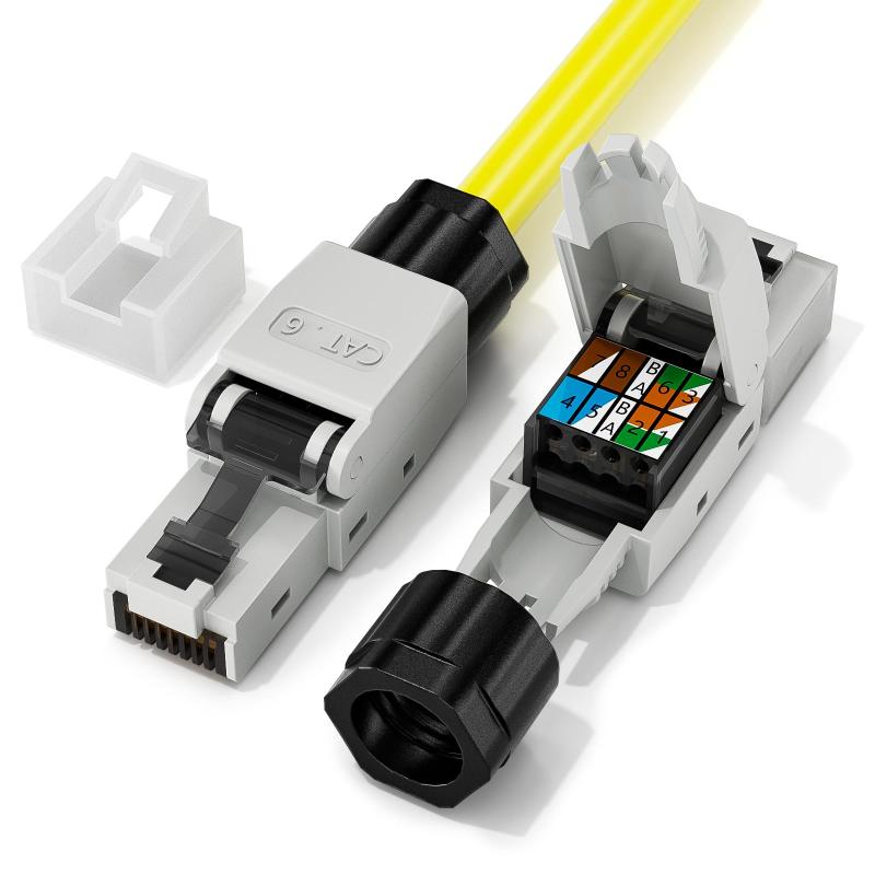 LEENUE CAT6 RJ45 コネクタ ツールフリー ツールレス イーサネットプラグ シールドなし CAT6/5E/5 23-26 AWG ネットワークケーブル PoE対応 1000Mbps 250MHz 2個パック手間いらずのインスト...