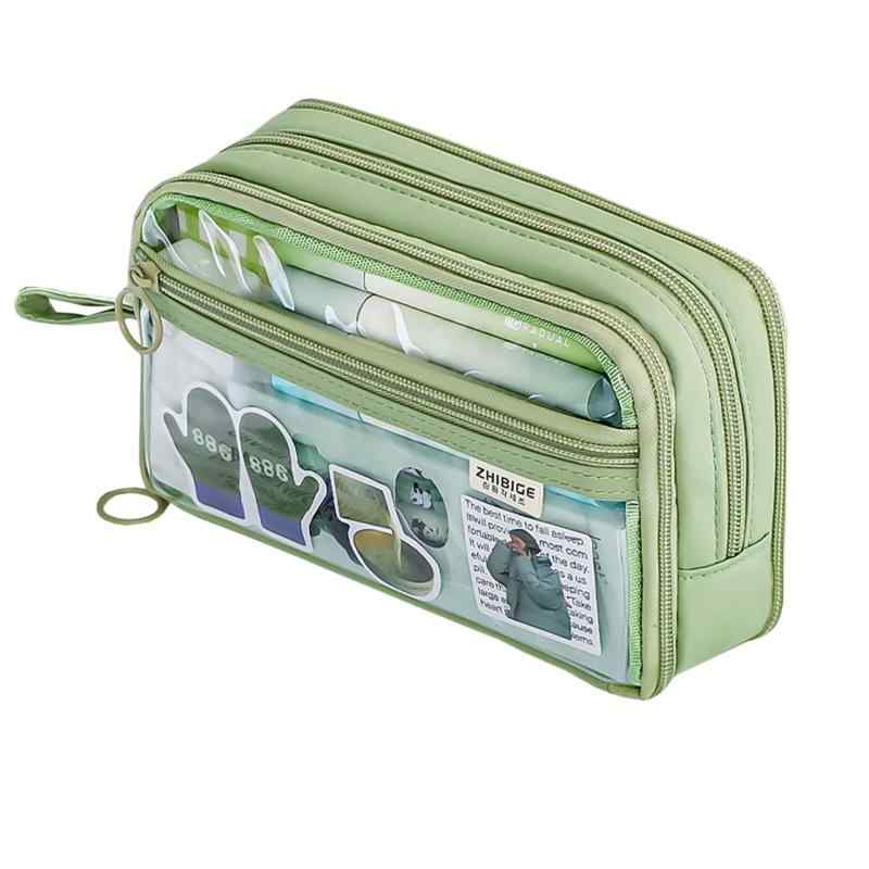 [ASY]ペンケース 透明な窓 ペンポーチ クリア 透明 筆箱 ふでばこ 筆入れ ペンバッグ 大容量 多機能 化粧品収納バッグ ツールペンケース 小物収納 文房具収納 旅行用 出張用 女の子 男の子 学【サイズ】見た目以上の大容量。たくさん...