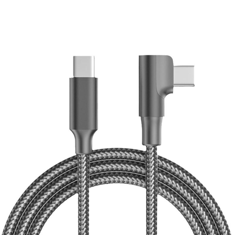 FineGood USB C ケーブル L型 Type-c 防止断線 ナイロン編み 対応Type-c 60W/3A 急速充電 L型 高出力 USB-C アンドロイド スマホ等デバイス対応-1M(ブラック)【L字型コネクター】：cタイプ ケー...