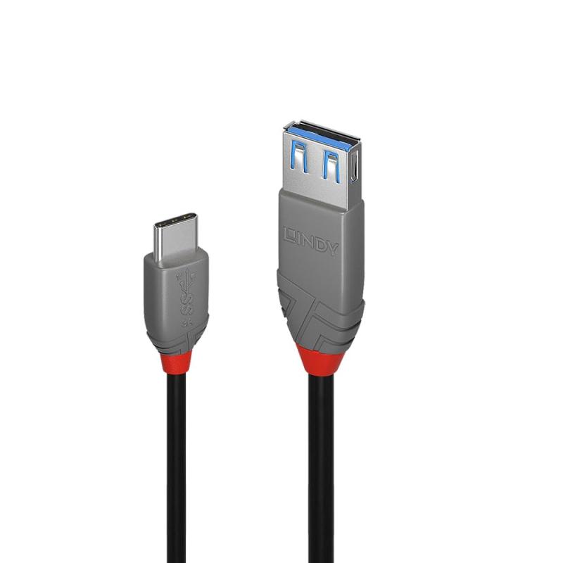 LINDY 0.15m ANTHRA LINE USB3.2 Gen2 Type-C to Type-A オス/メス OTGケーブル(型番:36895) OTG機能をサポート 高速USB 3.2 Gen2 10Gbps コネクタと接触端子は...