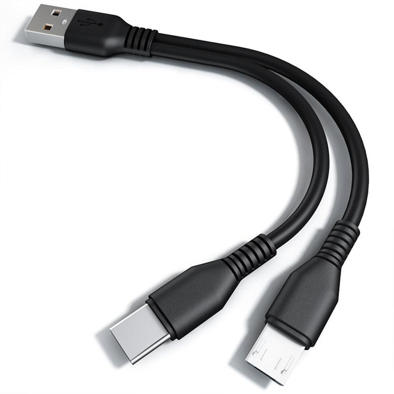 USB 2.0 二股ケーブル 2台同時充電対応 USB 2.0 Aオスto USBタイプCオス&amp; マイクロUSBオ ス 同期充電 多機能 2 in1便利 Yスプリッタケーブル MacBook Air/ノートパソコン/携帯電話用(1本...
