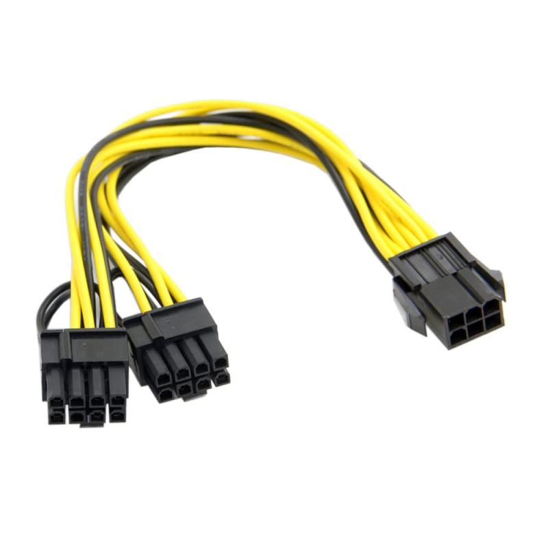 JSER PCI-E の PCI Express ATX 6Pin デュアル 8 ピン ・ 6 ピン女性ビデオ カード拡張機能分割電源ケーブルへ男性PCI - E PCI ExpressビデオカードATX 6ピンオス⇒デュアル8pin &a...