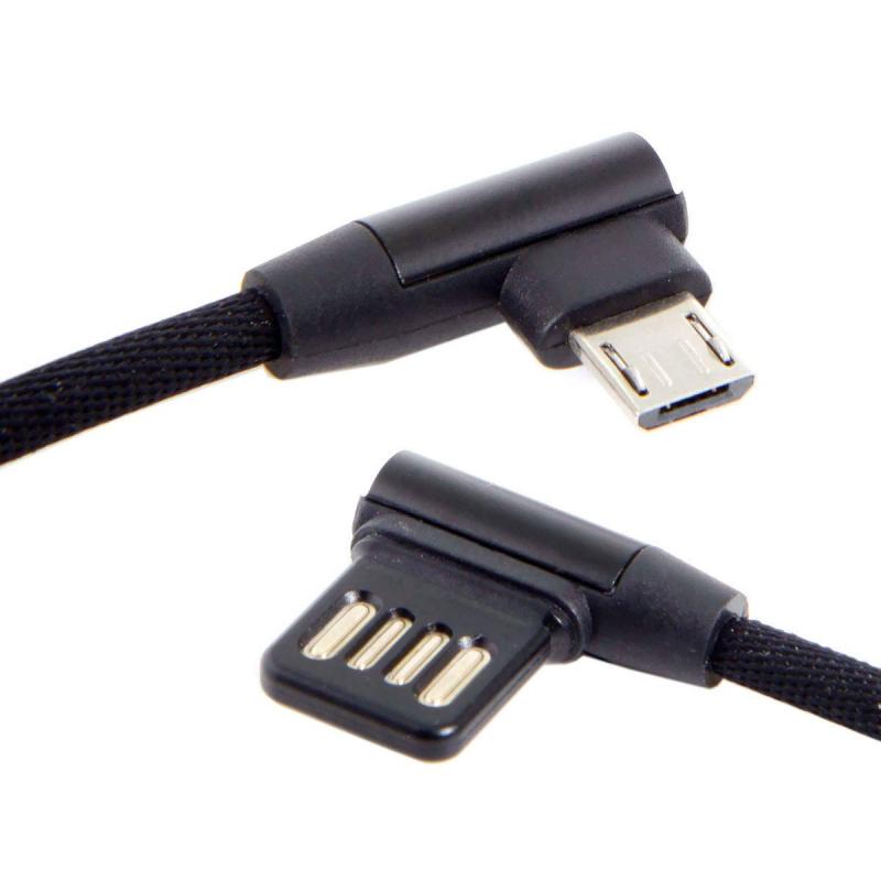 Cablecc Micro USB 5ピン/USB-C 3.1 Type-C - 左向きL字型 USB 2.0 データケーブル タブレット&amp;携帯電話用 15cm スリーブ付き Micro USB 5Pin両コネクタともアングルタイプ...