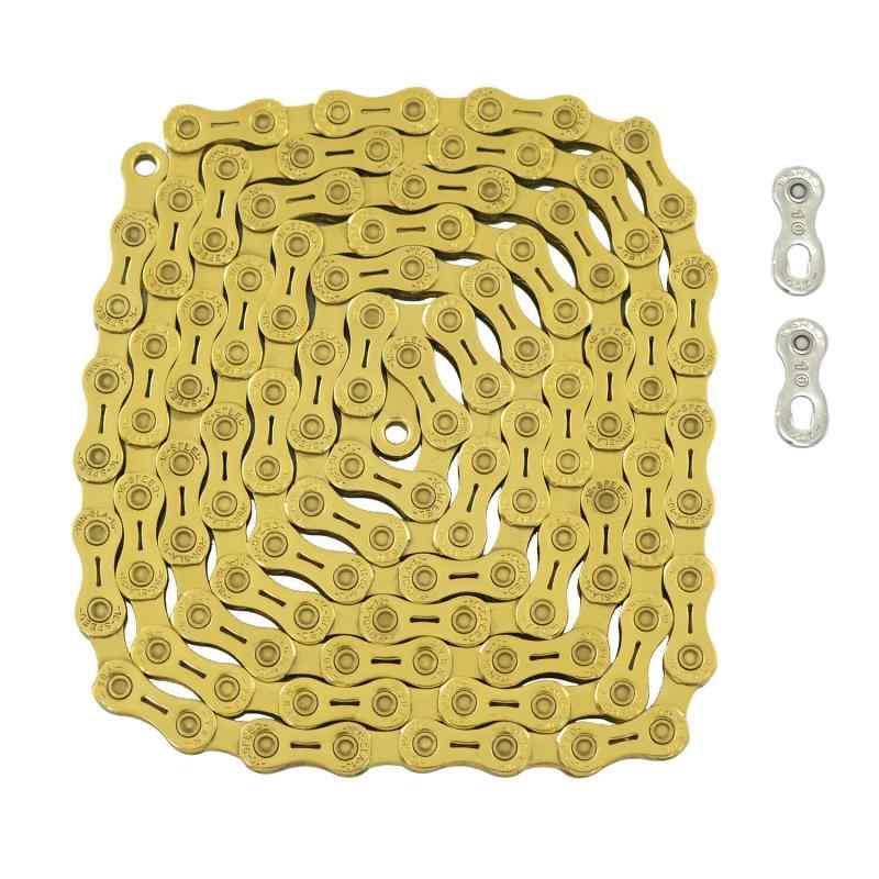 YBN 10 Speed Chain 120 Link w/Power Lock for Shimano Sram Campagnolo, Gold,YB2345- DHA Chromium Carbide Pin &amp; Roller...