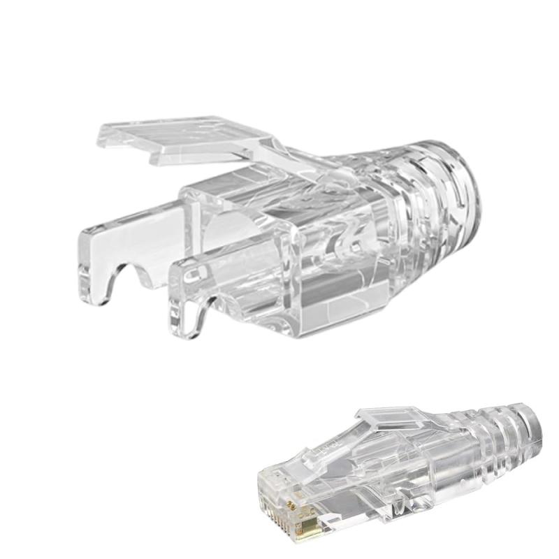 Mikankawa RJ-45 LANケーブル コネクタ 保護カバー 50個入り 自作用 PC材質 CAT6/5E/5共通 爪折れ防止 ケーブル保護RJ-45コネクタ Cat.6/Cat.5e/Cat.5 LANケーブルに対応最大6mm線径...