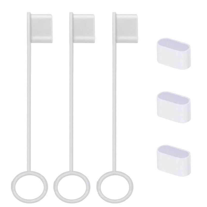 VSuRing USB Type-C(オス)用 保護カバーキャップ 脱落防止 シリコン製 ソフト リード付 USB C ケーブル コネクタカバー キャップ 防塵 防湿 防錆 端子保護キャップ 保護カバー 半透明 6個入【用途】USB-Cケー...