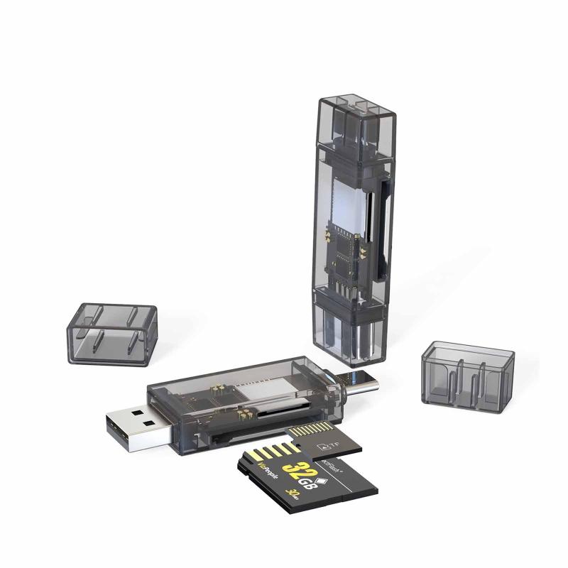 TRkin SDカードリーダーType-C OTG 2 in 1 USB 3.0 Micro SD 2 TB対応大容量カードAndroidスマートフォンタブレット、MacBook、Windows PC（クリア茶色）向け【Type-C&amp...
