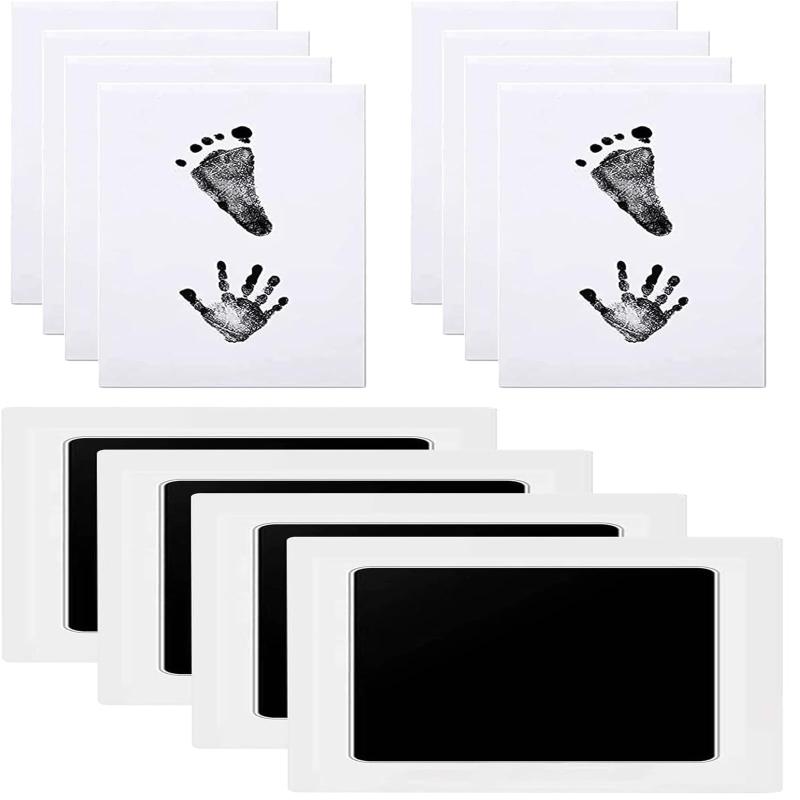 HUIKKJP 赤ちゃん 手形 足形キット4セット汚れないインク 出産祝い 新生児 1歳誕生日 成長記録 猫犬手足型 記念品 ブラック【包装内容】4枚のインクパッドと8枚のプリントカードが含まれています。寸法はすべて12.5×8cmです。【...