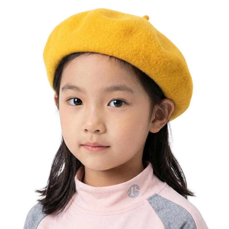 [RUNQIU] 防寒帽 ウール シンプル ベレー帽 子供 女の子 フェルトハット キッズ 帽子 ベビー 無地 サイズ調節 春 秋 冬高品質のウール素材で作られたソフトで暖かく快適なベレー帽 - ウール素材を使用し、柔らかさと暖かさを兼ね備...