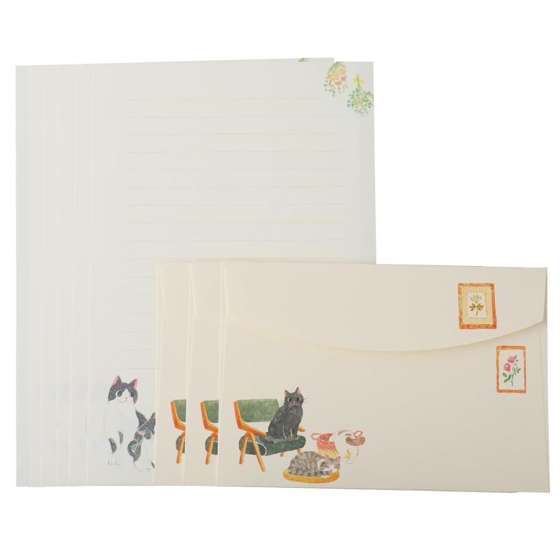 レターセット 封筒便箋セット 両面別柄 封筒6枚 便箋12枚 Elowen表裏で違う柄、つまり両面別柄で印刷