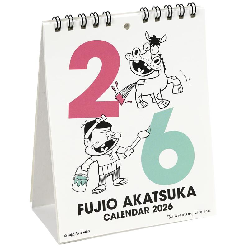 グリーティングライフ 2026年 カレンダー FUJIO AKATSUKA バカボン 卓上 C-1687-AF元気と笑いに満ちた赤塚不二夫ワールドが全開のカレンダー。ダブルリングのリング綴じ卓上カレンダー14枚つづり・日曜始まり森林認証紙使用