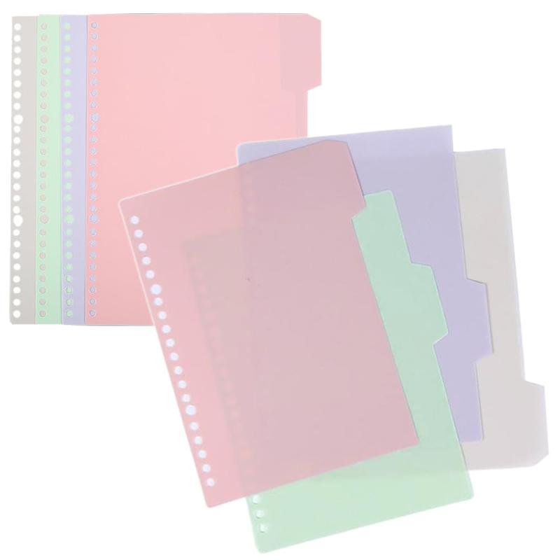 MINGTIANGH インデックスシート A4縦 30穴 仕切りカード 4色 8枚セット 4山 インデックス PP製 見出し シート システム手帳 メモ帳 バインダーノート オフィス用品 ファイルアクセサリー【高耐久素材】PP素材採用により...