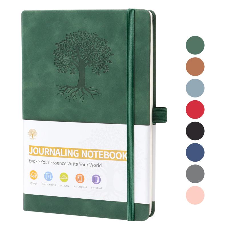 TECDW クラシックなA5ストラップメモ帳,PUレザーカバー日記,192ページ 100gsm厚紙，ビジネスオフィスや日々のメモに最適な、絶妙な罫線入りジャーナル