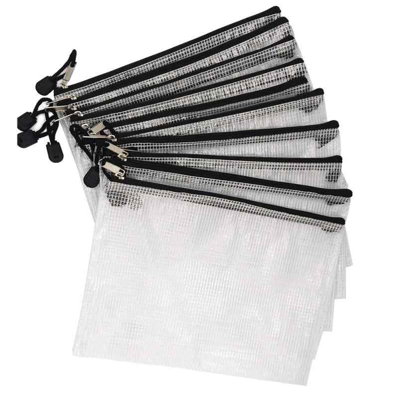 ジッパー式ファイルバッグ メッシュドキュメントバッグ 新聞雑誌現金収納袋 A5判 PVC製 撥水網目 ファスナ付 (10枚/A5)製品内容：10個白色、A5ジッパー式ファイル袋A4規格：23.5CM*17CM、最大限でA5ほどの書類が入れら...