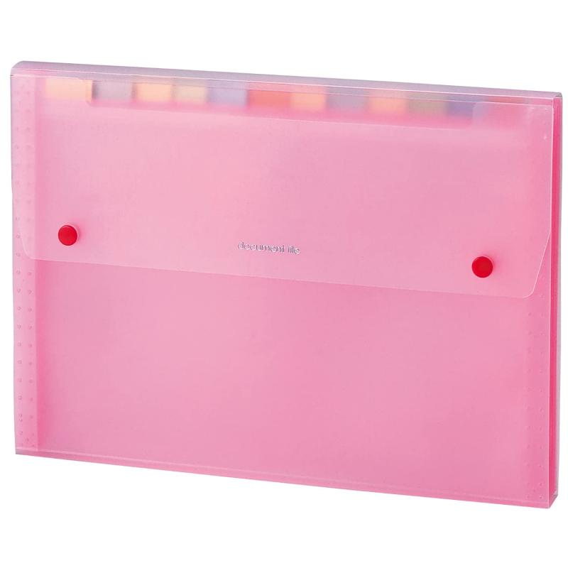セキセイ ドキュメントファイル ピンク SSS-12122.7×33.1×24.1cm透け感が美しい、4色の半透明カラー。差し替えができるカラー見出し付。納品書や請求書等の伝票類の整理や月次報告書等の書類の収納に便利です。大量の配布資料も一...