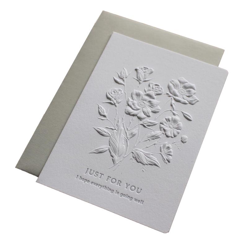 BAY LETTERPRESS メッセージカード 二つ折り 封筒 中紙付 JUST FOR YOU 104×146mm【商　品】メッセージカード【用　途】プレゼント・お祝い・ギフト等【印　刷】活版印刷・エンボス加工(彫刻版)【内　容】二つ折...
