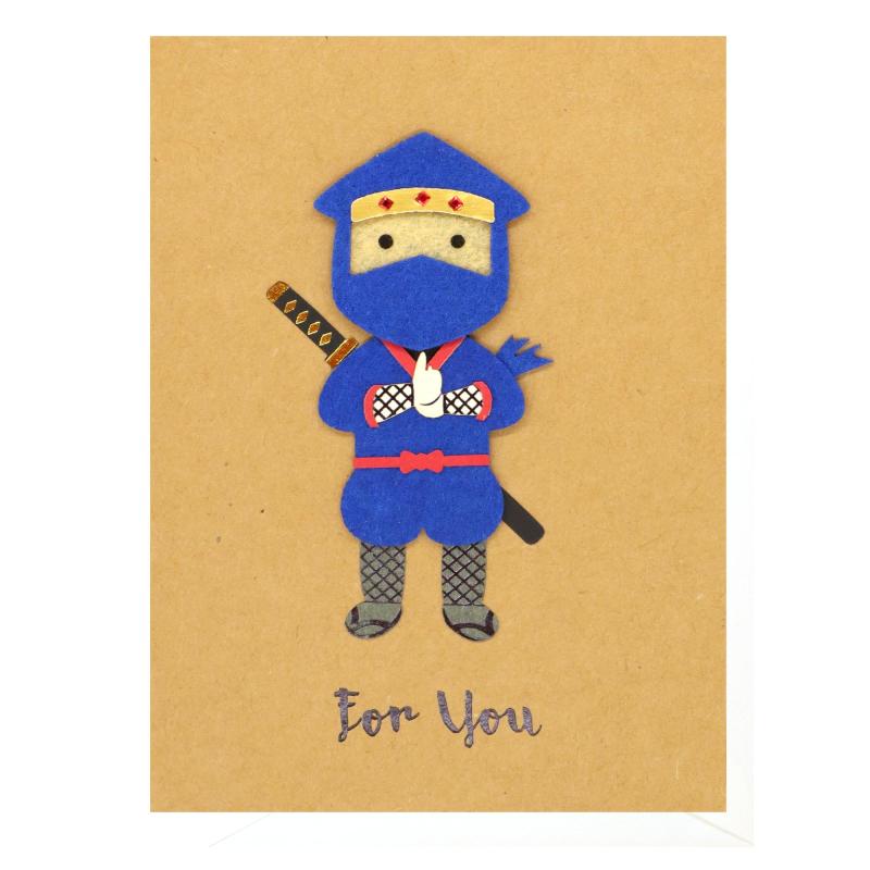 【 メッセージ カード 忍者 】 和風 リーフ ワーク カンパニー グリーティング カード サンキュー ありがとう 大人向け ハンドメイド 手作り 封筒付き セット お祝い プレゼント ギフト おし【サイズ（約）縦×横】カード本体：13.0...