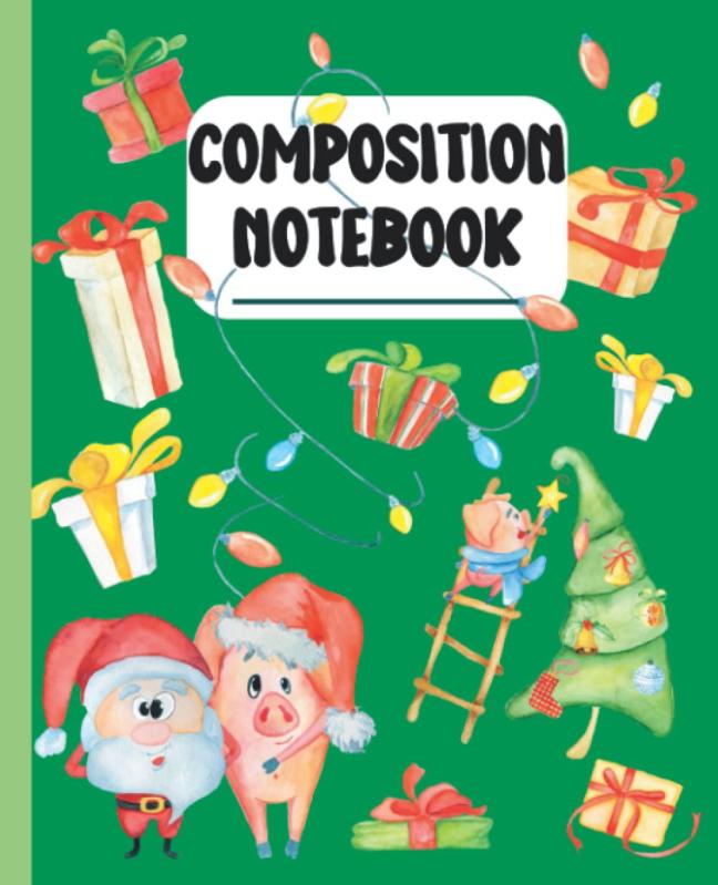 Cute Christmas Pigs Composition Notebook: 100 College Ruled Lined Pages
