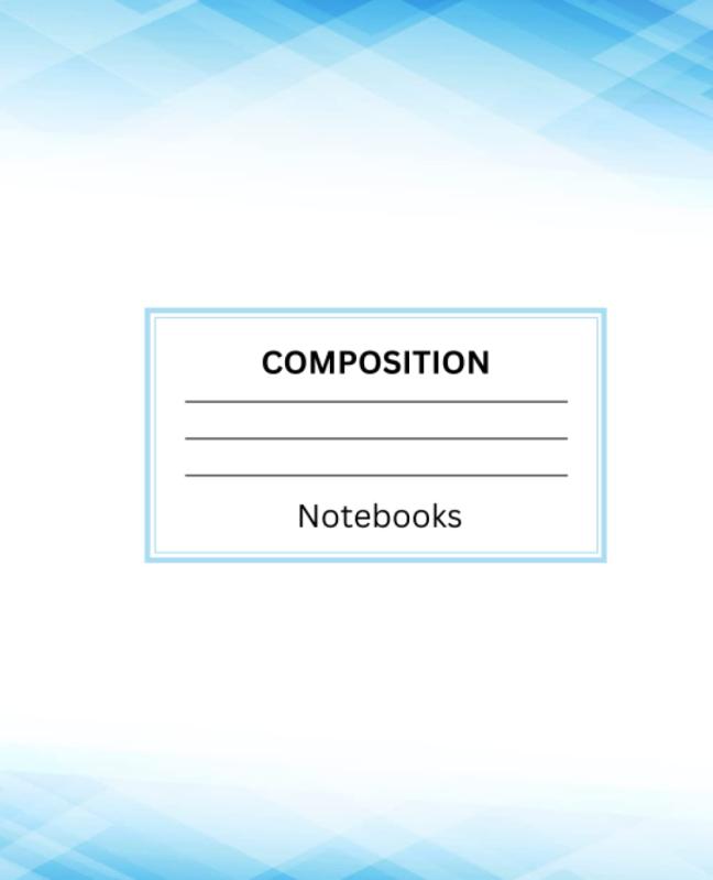 Composition Notebooks, Wide Ruled Paper, 7.5 x 9.25 inches, pretty blue color Covers, 100 Sheets