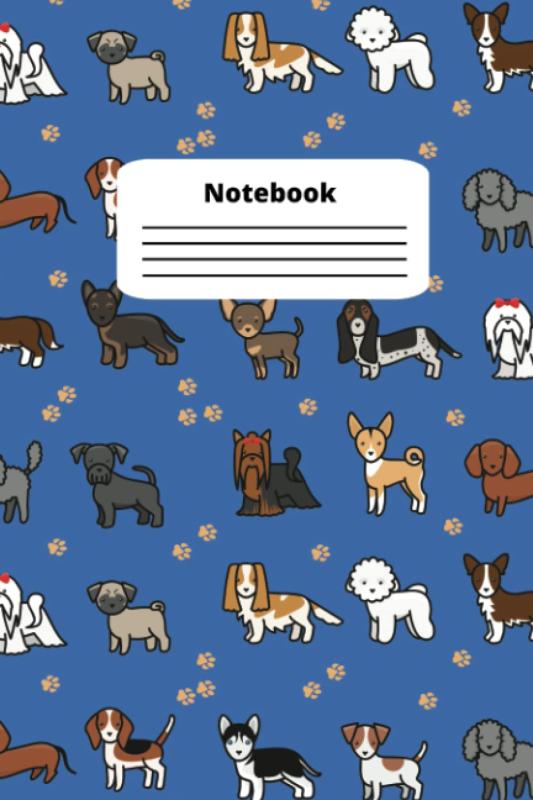 Notebook: Puppy patterned notebook. 120 College Ruled pages, 6 x 9