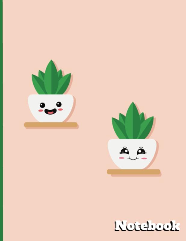 Notebook: Cute Succulent and Cactus with Pink Background. 8.5 x 11 Notebook and Journal