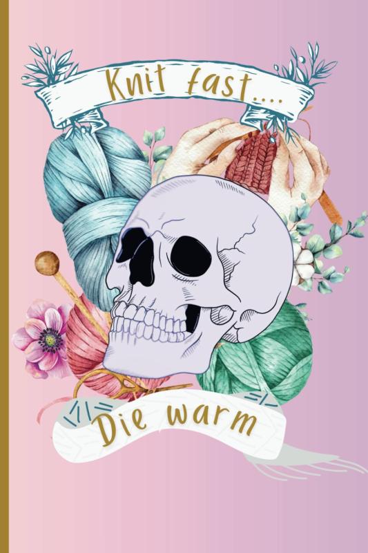 Colourful Skull Image Notebook - Quirky Stationery for Knitters: Blank page notepad