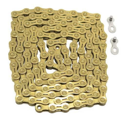 YBN 11 Speed Chain 120 Link w/Power Lock for Shimano/Sram/Campagnolo,Gold, YB2696- Light- Superior Durability- SLA Supei...