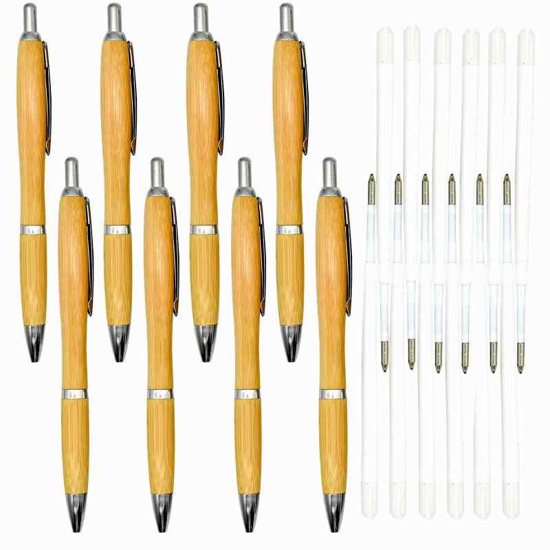 Lopenle 8本 おしゃれ 天然 竹 ボールペン 黒 油性 1.0mm かわいい 面白い 書きやすい 手帳 事務用 筆記具用 文房具 子供用 入学お祝い 誕生日 学生 プレゼント ギフト パーティー用創意的な文具用品，長さ14cm、コン...