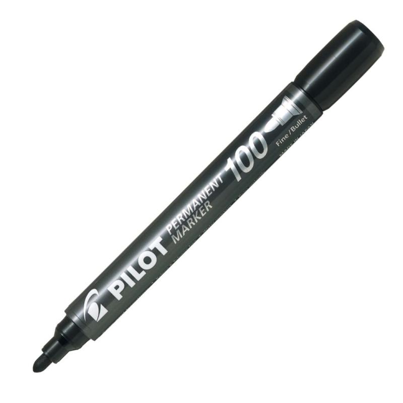 パイロット 油性ペン パーマネントマーカー100 中字 丸芯 ブラック 10本 MPM100F10B【仕様】24時間キャップを外したままでも書ける／中字丸芯・キャップ式【軸・キャップ】樹脂【インキ】油性染料／ブラック【サイズ】最大径φ16....